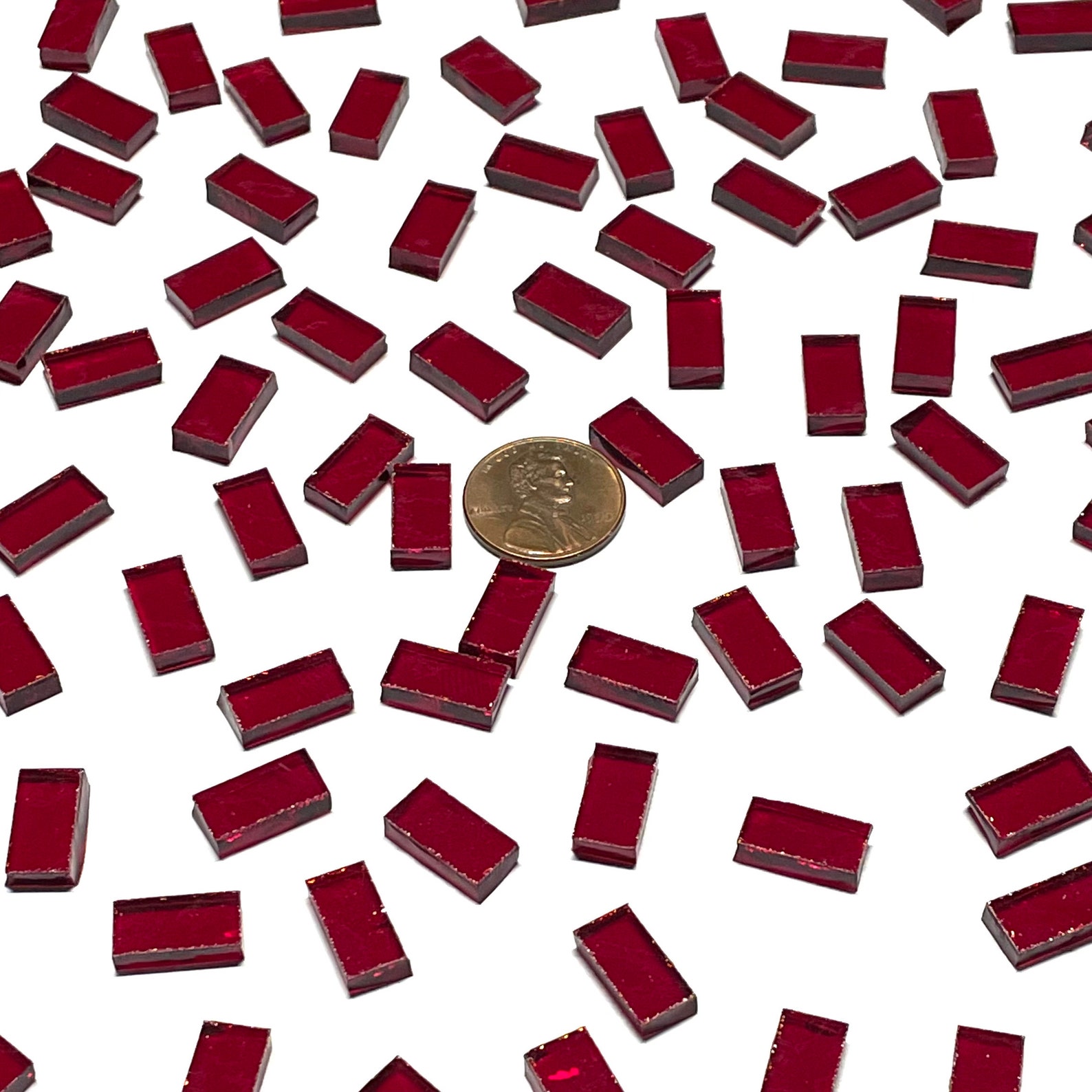 Small Transparent Red Stained Glass Mosaic Tile Border Pieces - Etsy