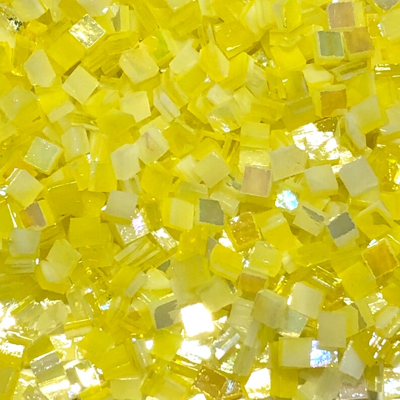 1/4" Iridescent Yellow Stained Glass Mosaic Tiles - Etsy