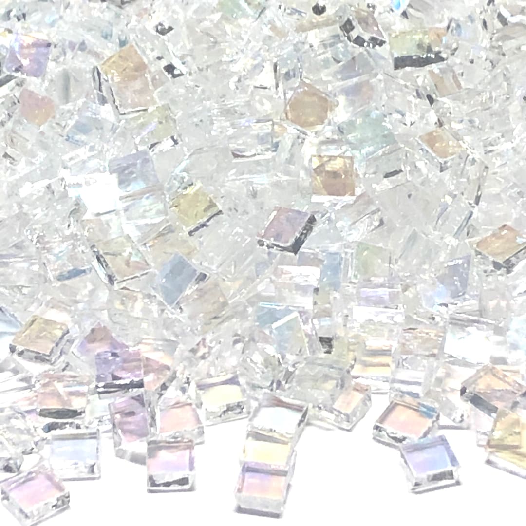 1/4" Iridescent Clear Stained Glass Mosaic Tiles - Etsy