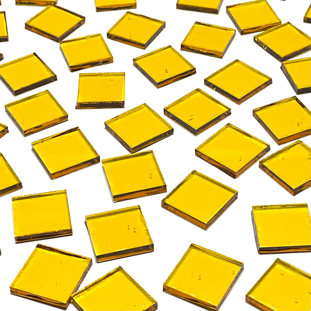 3/4" Transparent Yellow Stained Glass Mosaic Tiles - Etsy
