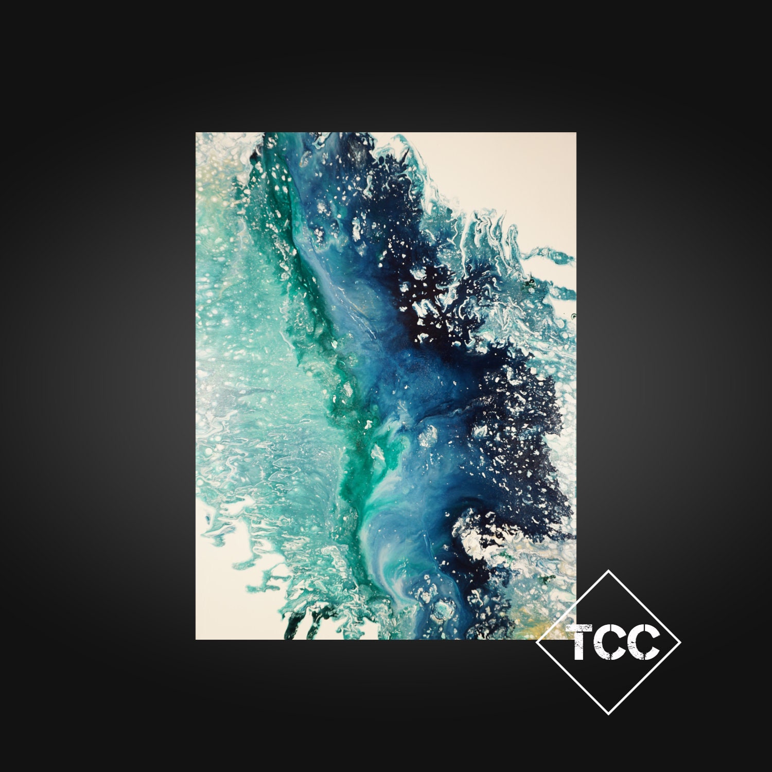 Original Turquoise, Blue and White Abstract Painting Ocean Art, Modern ...