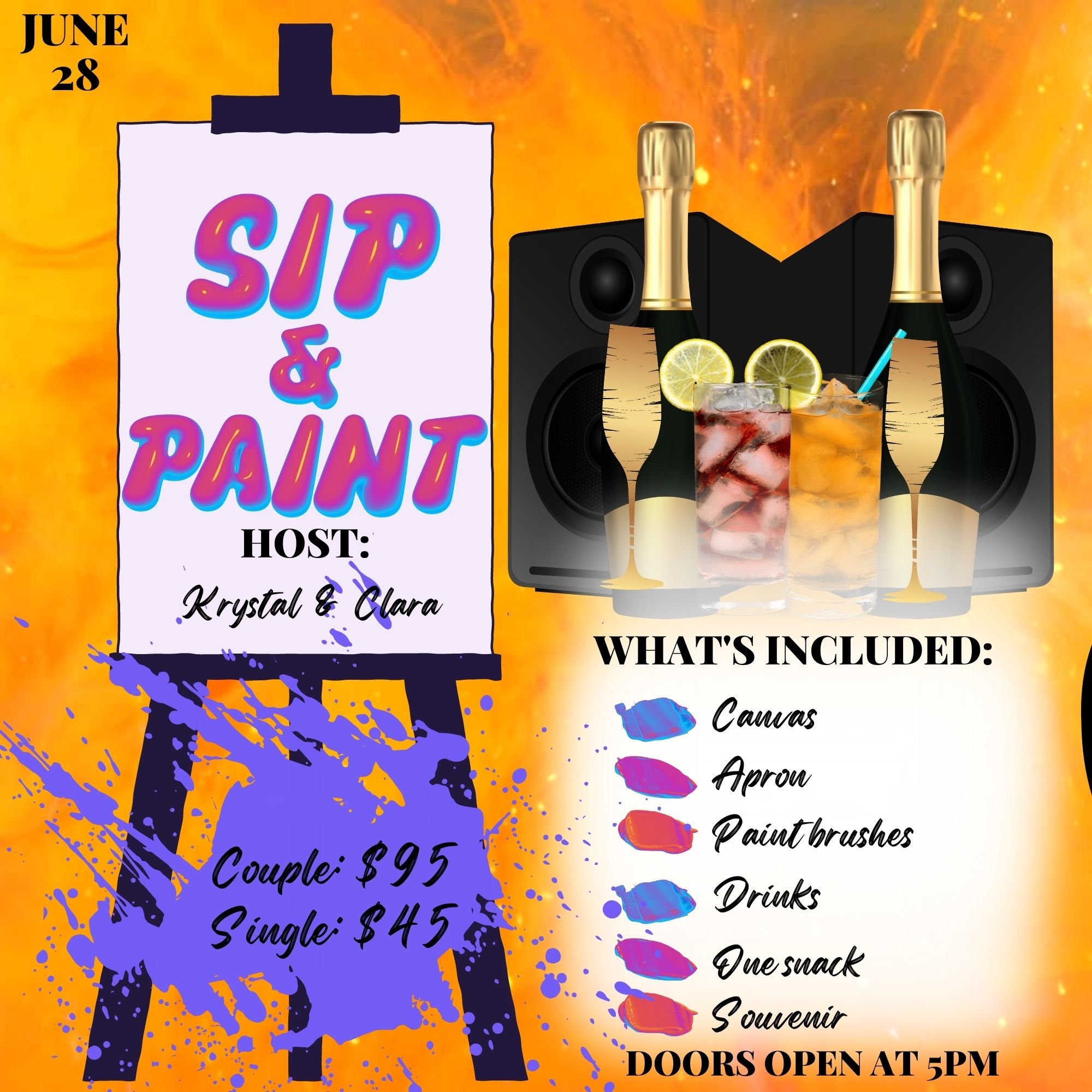 SIP AND PAINT | Colorful Invitation | Paint Invitation | Sip and Paint ...