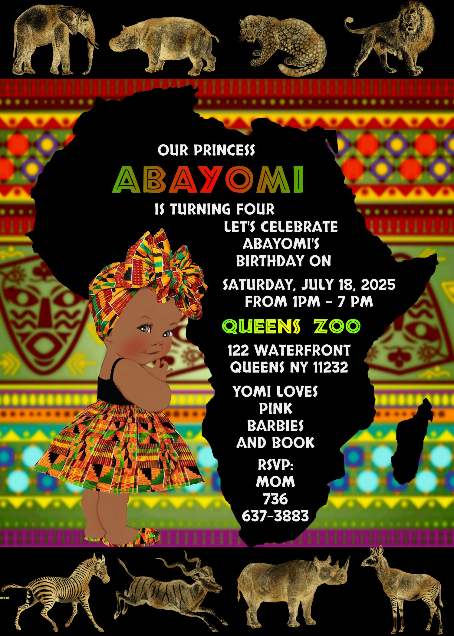 African Theme Birthday Africa Birthday Party PRINT AT HOME Invitation ...