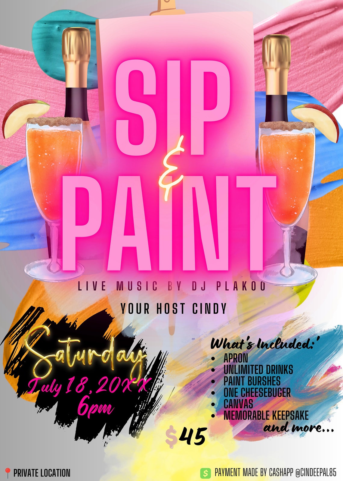 Sip and Paint Flyer | Edit Yourself | CANVA | Sip and Shop Flyer ...