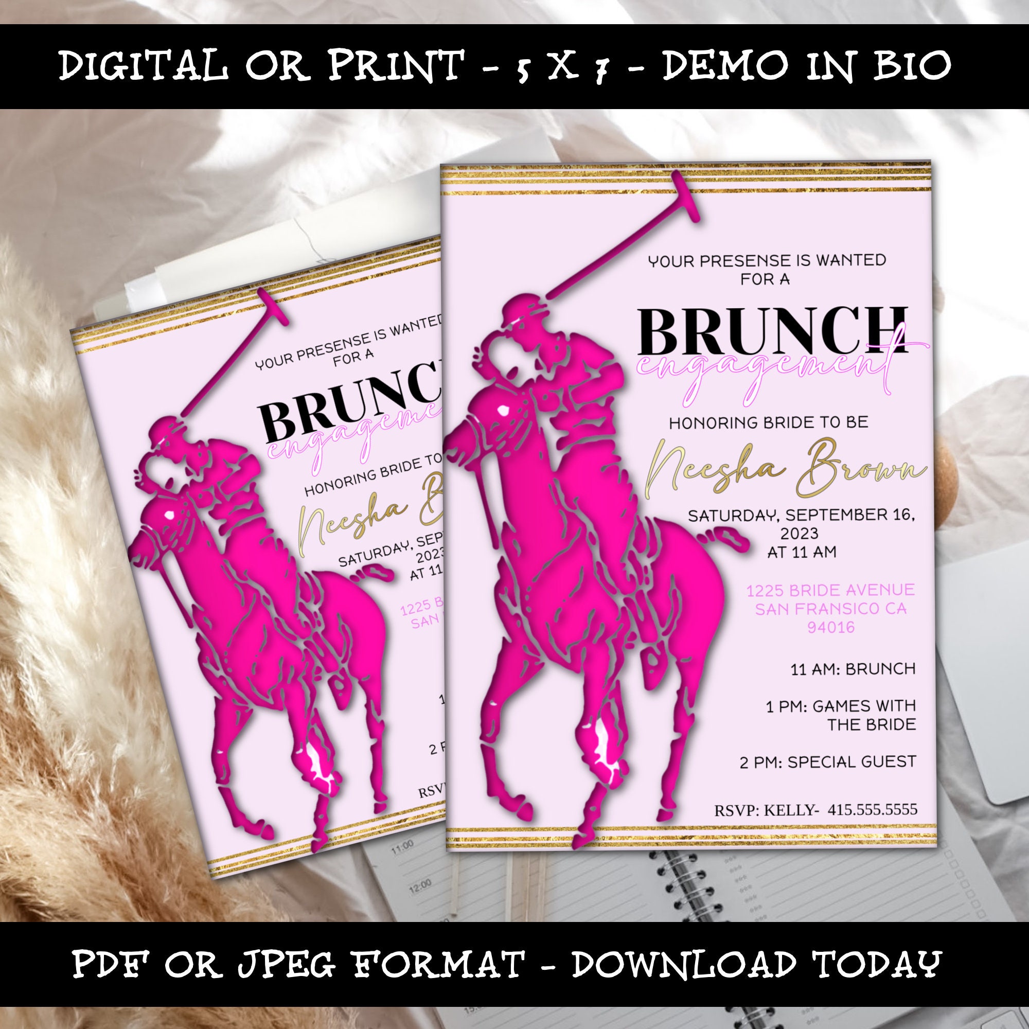 Ralph Lauren Theme | Pink Polo Invitation | Ralph Lauren Baby Girl ...