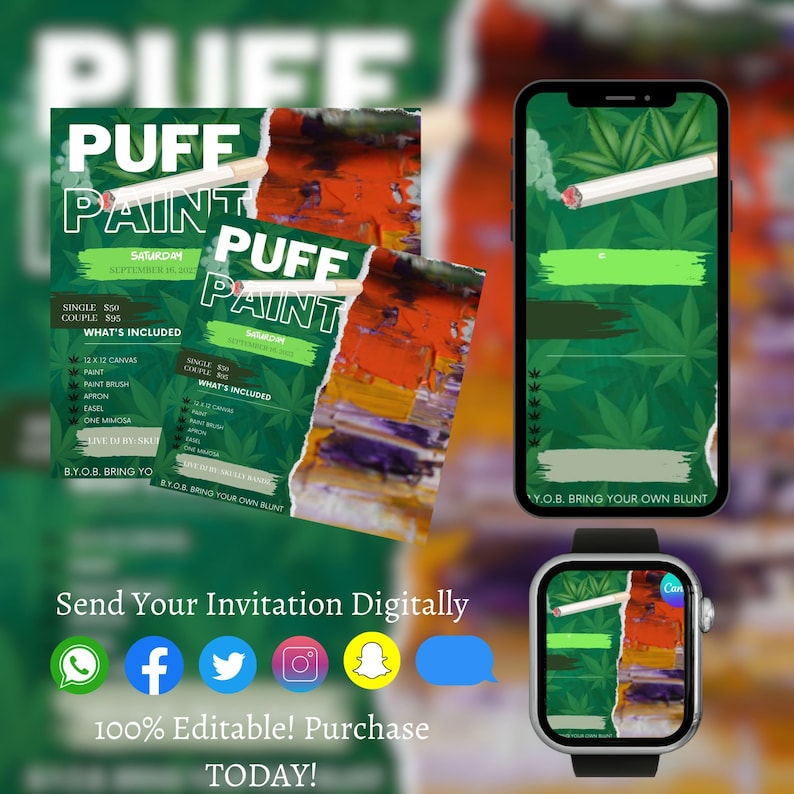 Puff and PAINT | SIP and Paint | Paint With a Twist | Canva | Digital ...