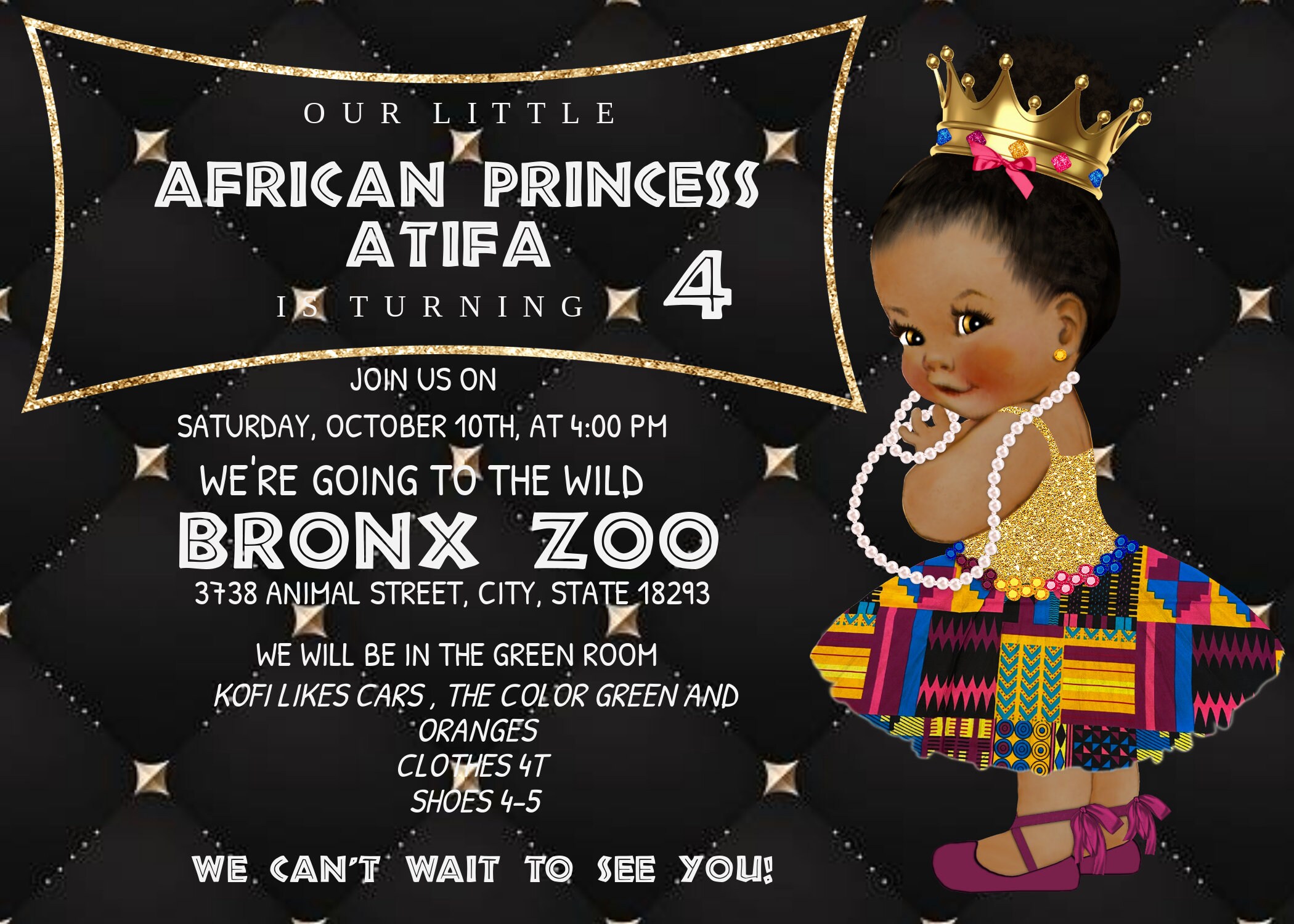 African Theme Birthday Invitation African Birthday PRINT AT HOME Classy ...