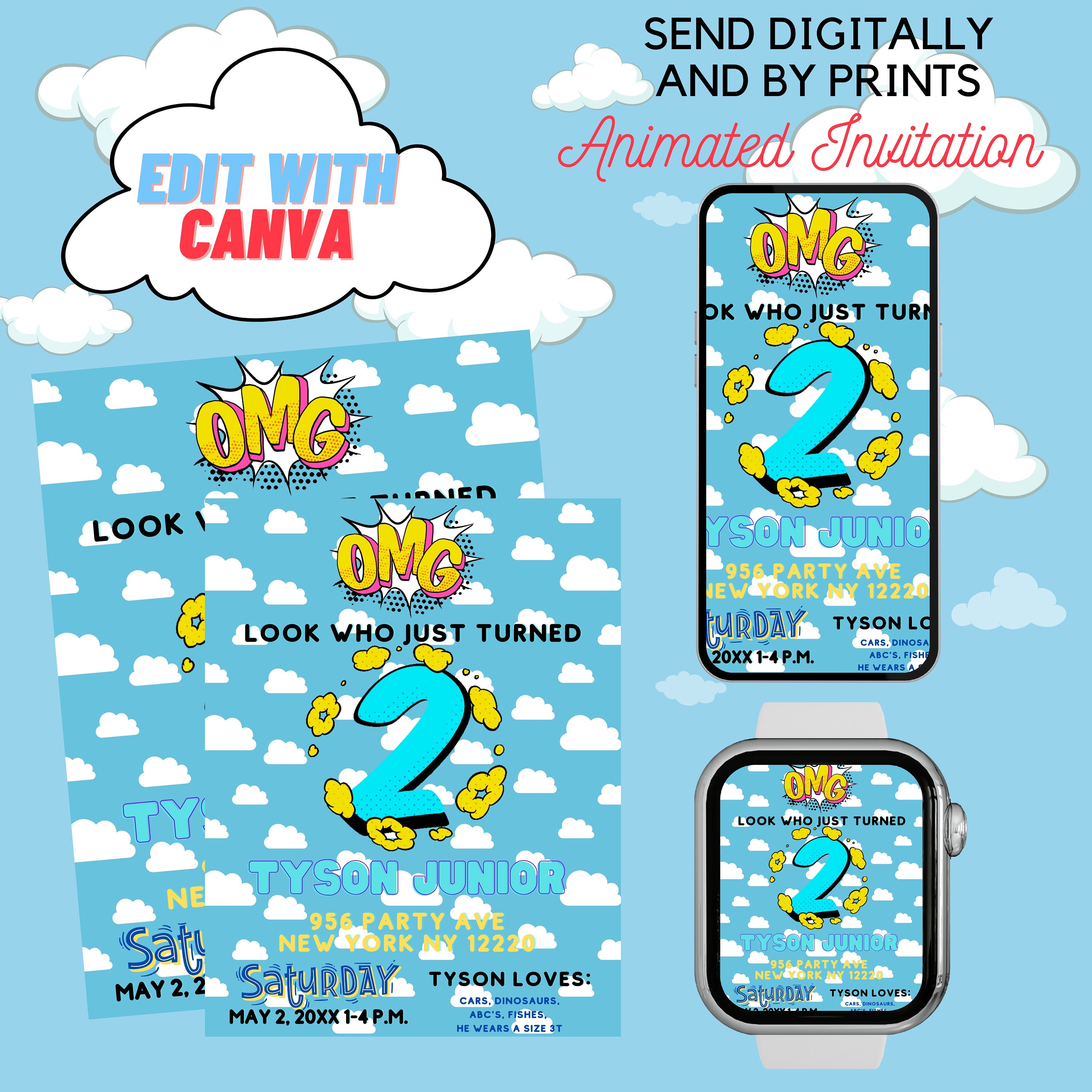 Two-year Invitation | Happy Birthday | EDIT WITH CANVA | Birthday ...