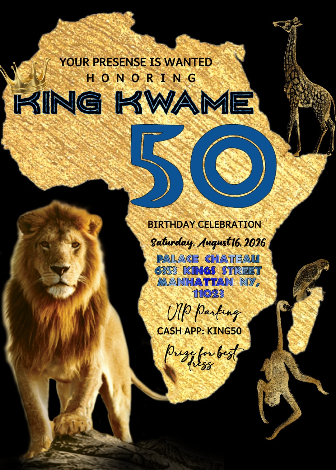 Africa Theme Birthday Grown Men Invitation Birthday Invitation Party ...