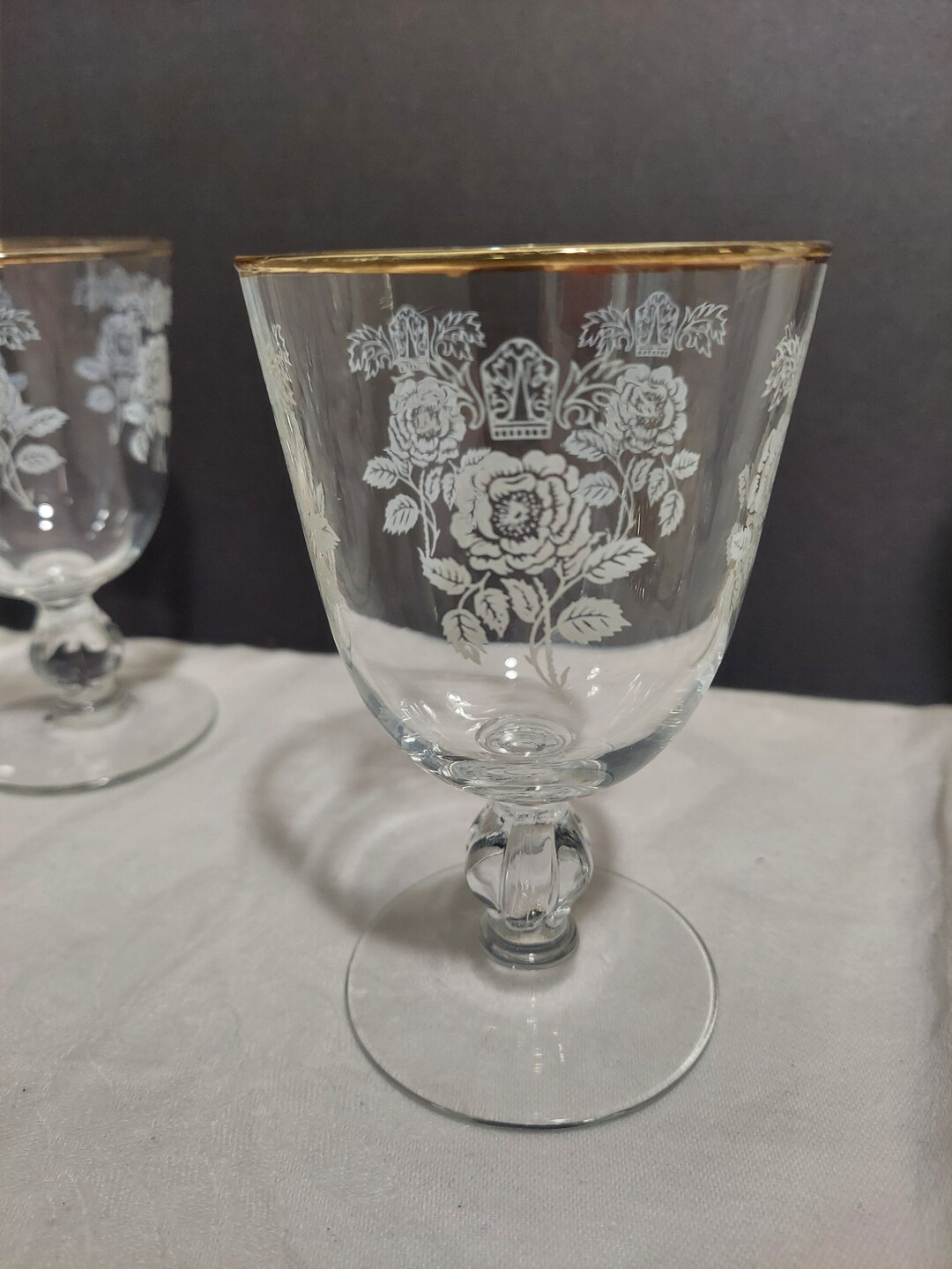 Set of 8 LIBBEY Roses Stemware Gold-trimmed, - Etsy