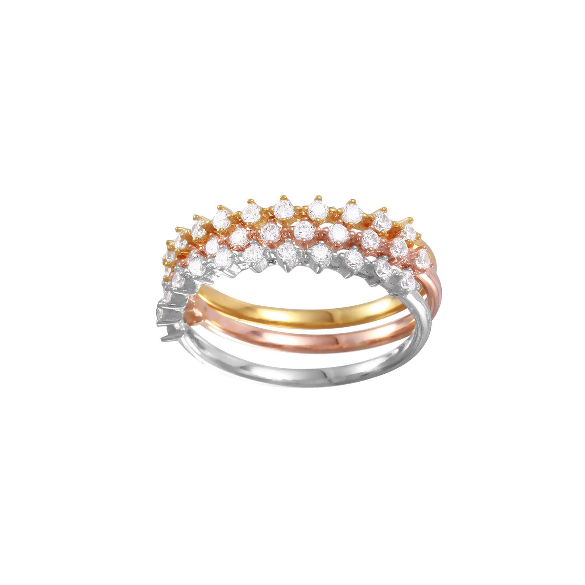 Tri-color Stackable CZ Ring Set | Etsy