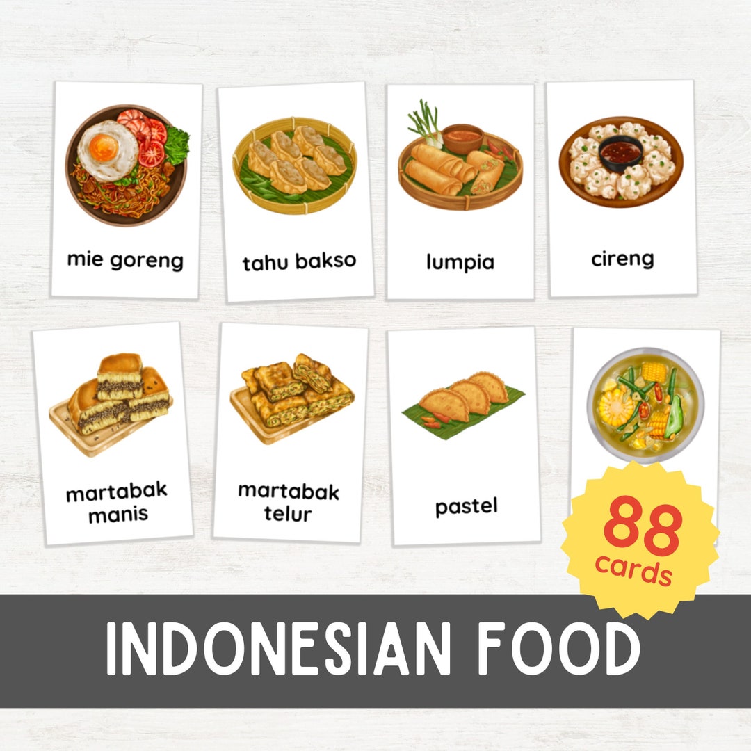88 INDONESIAN FOOD Flashcards Simple Vocabulary Travel Cards, Polyglot ...