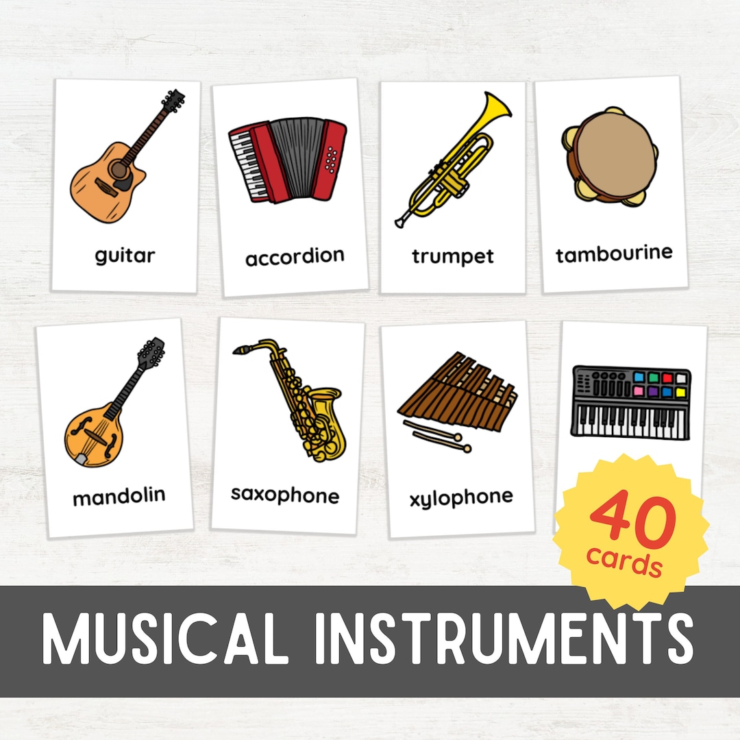 40 MUSICAL INSTRUMENTS Flashcards Montessori Cards, Homeschool ...