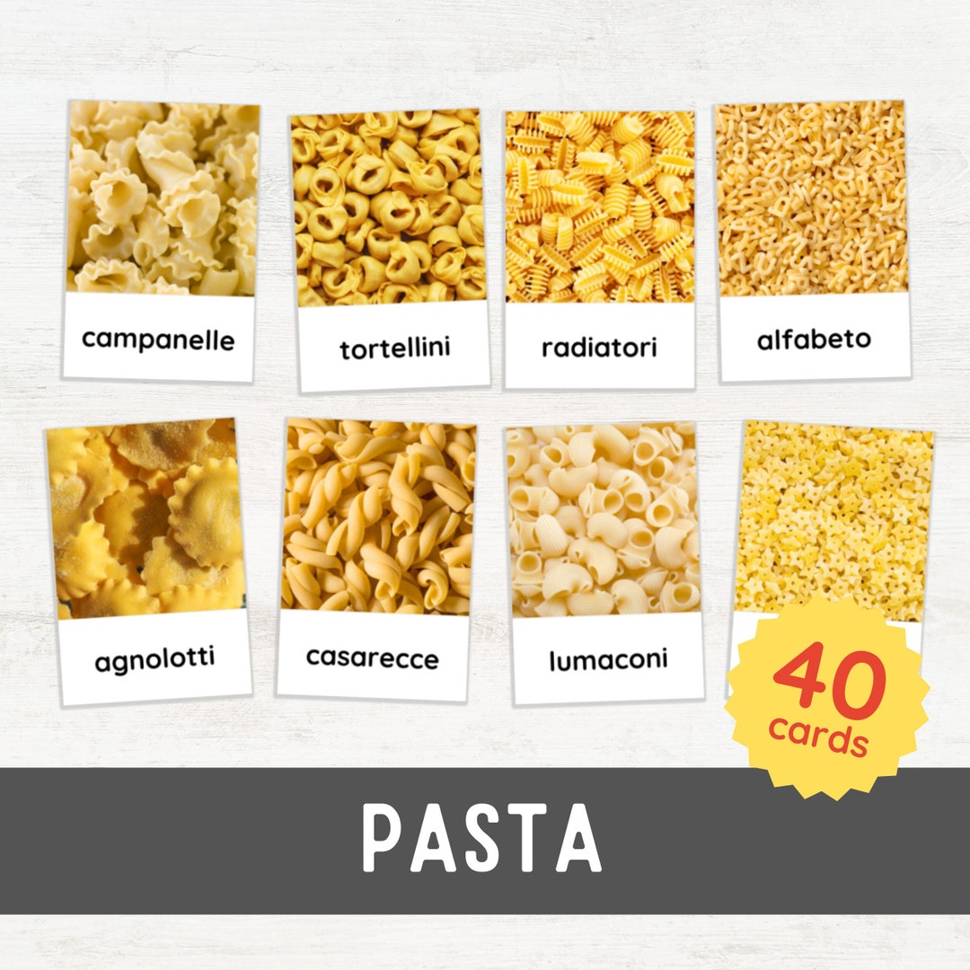 40 PASTA Flashcards Homeschool Preschool Learning Tool, Teacher ...