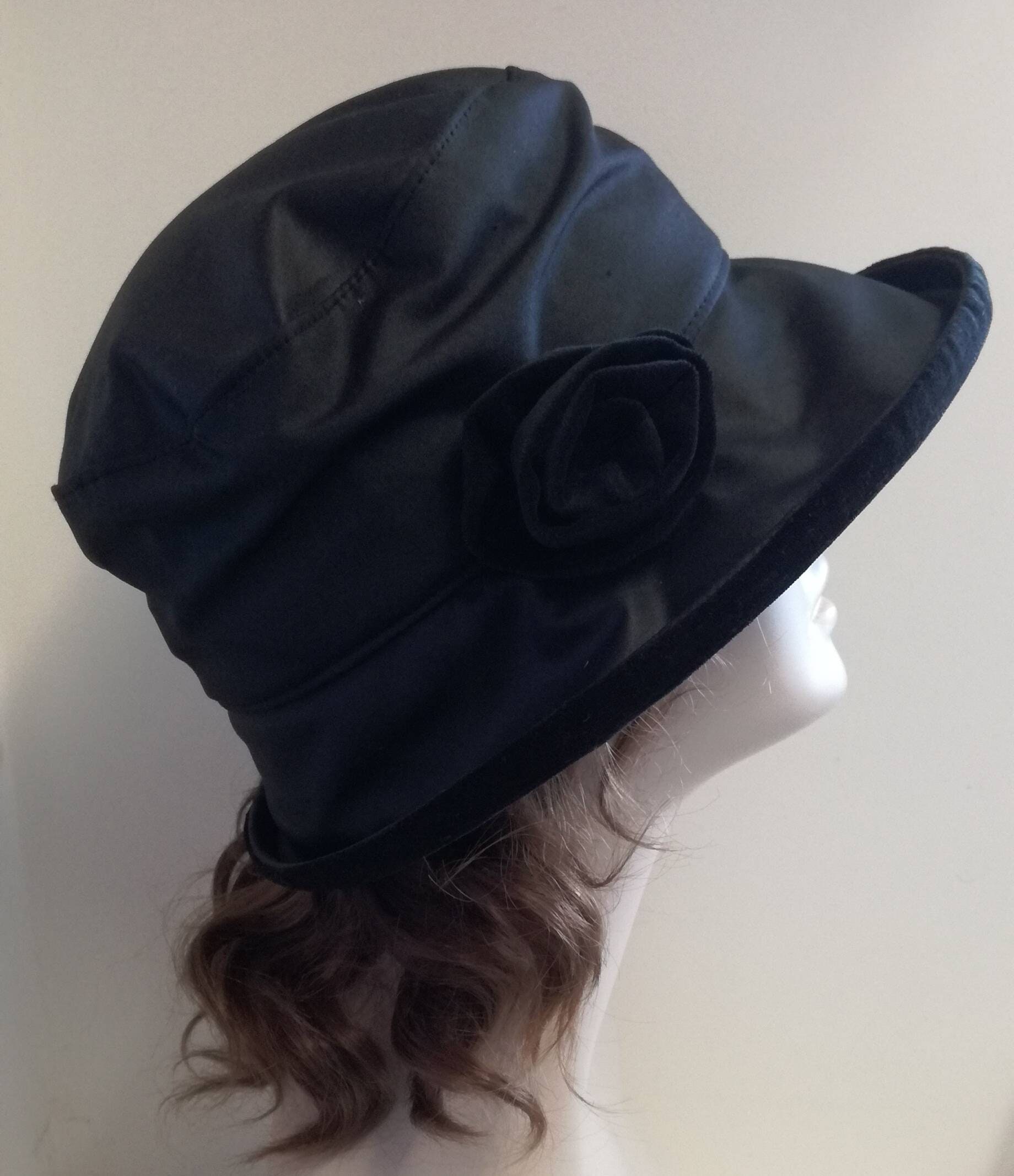 All Black Rain Hat for Ladies. Waterproof Elizabeth Hat for - Etsy