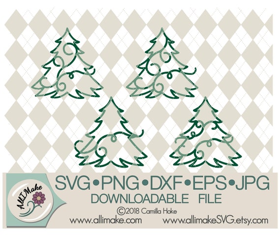 SVG File Christmas Tree Swirl in 4 Designs Svg Dxf Eps | Etsy