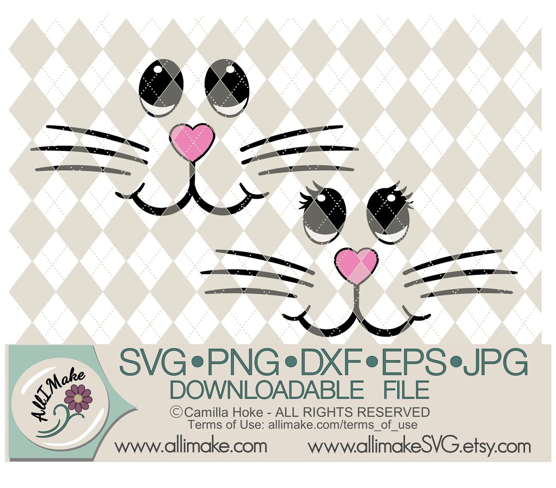 SVG File | Bunny Face 3-4 in Full Color and Single Color Svg, Dxf, Eps ...