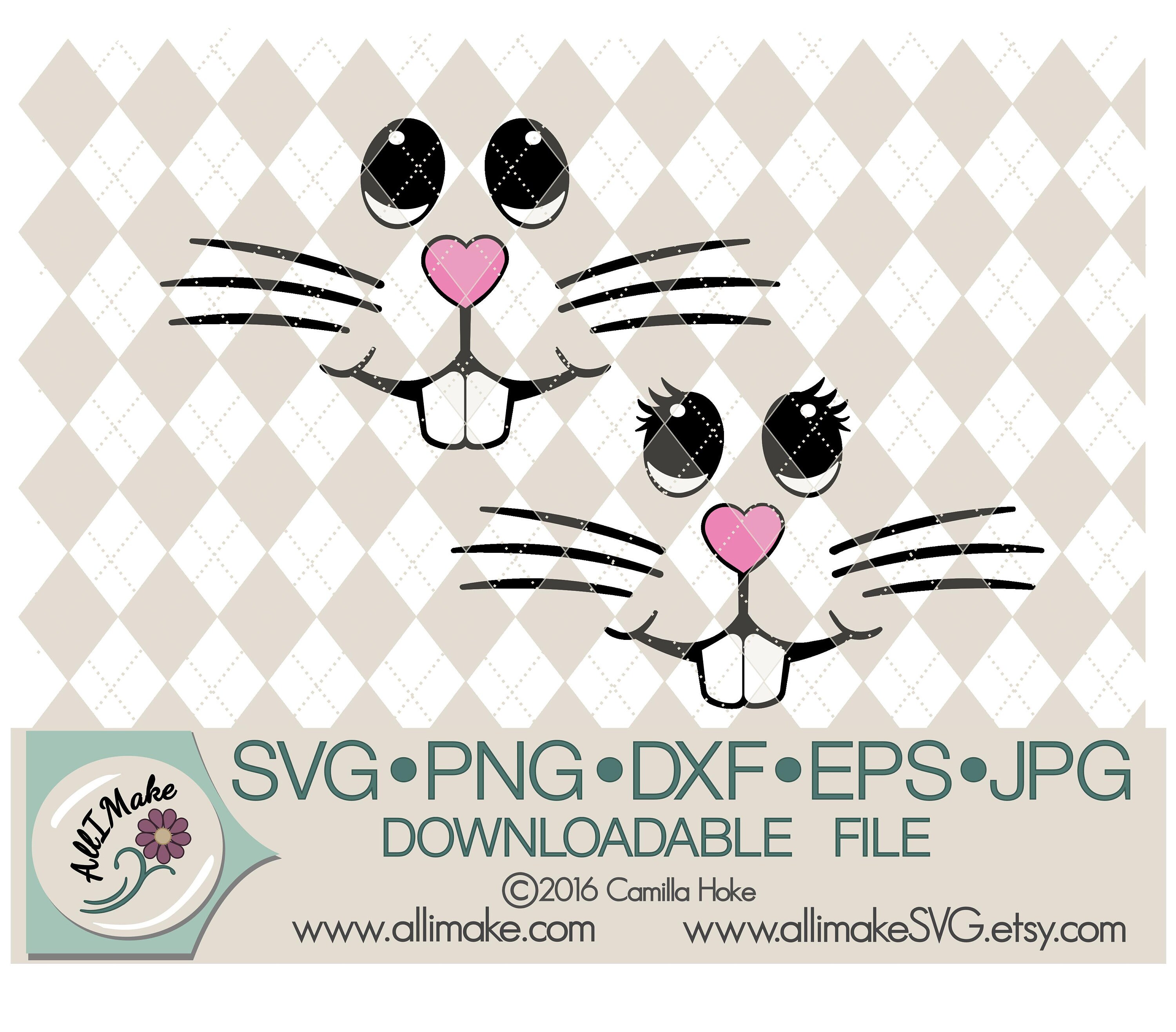 SVG File Bunny face 1-2 in full color and single color svg | Etsy