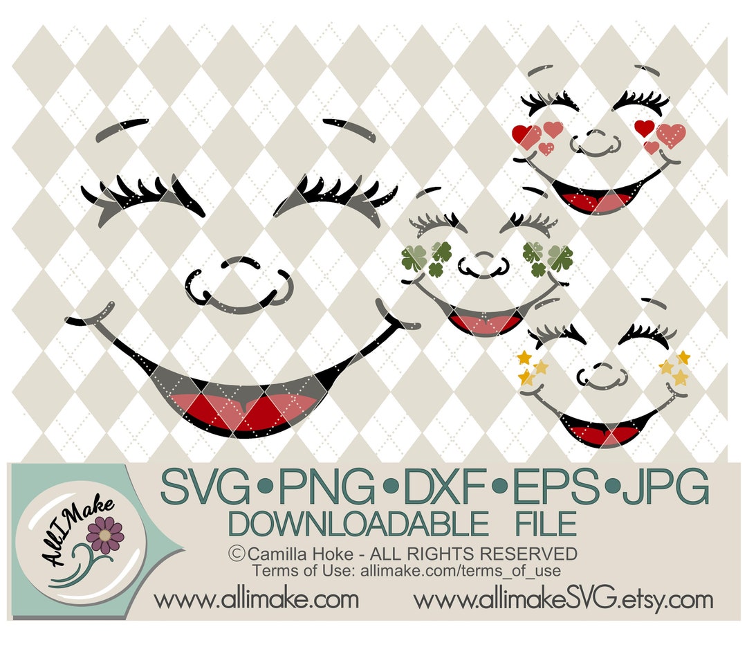 SVG File | Cute Face 1 Laughing, Includes Cupid and Leprechaun Svg, Dxf ...
