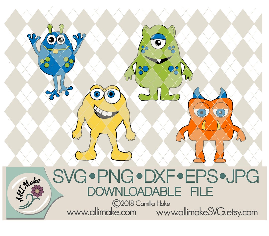 SVG File | Monsters in 4 Styles Svg, Dxf, Eps, Png, Jpg Files for ...