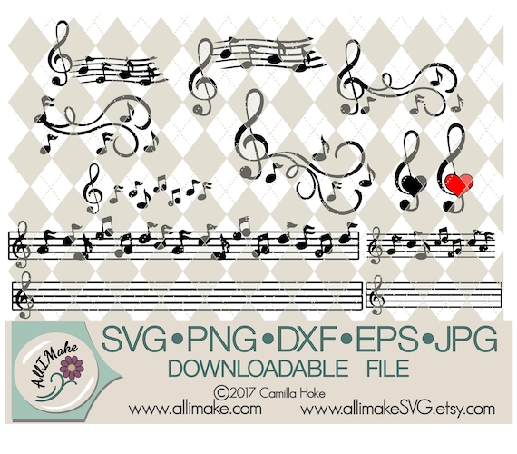 SVG File Music Notes Including Music Swirl Treble Clef - Etsy