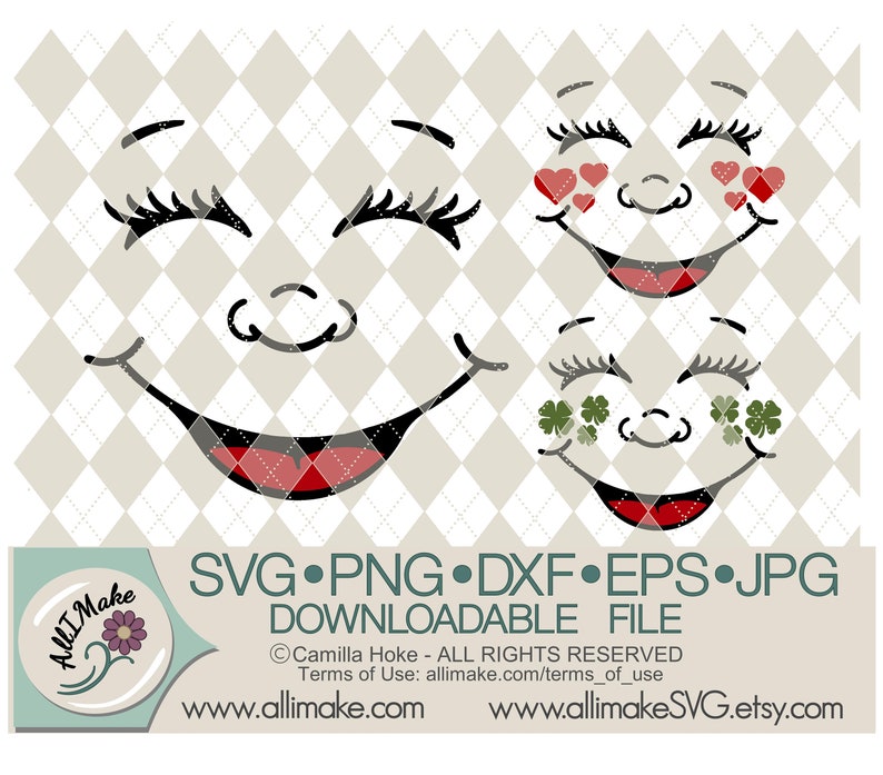 SVG File Cute Face 1 Laughing Includes Cupid and Leprechaun - Etsy