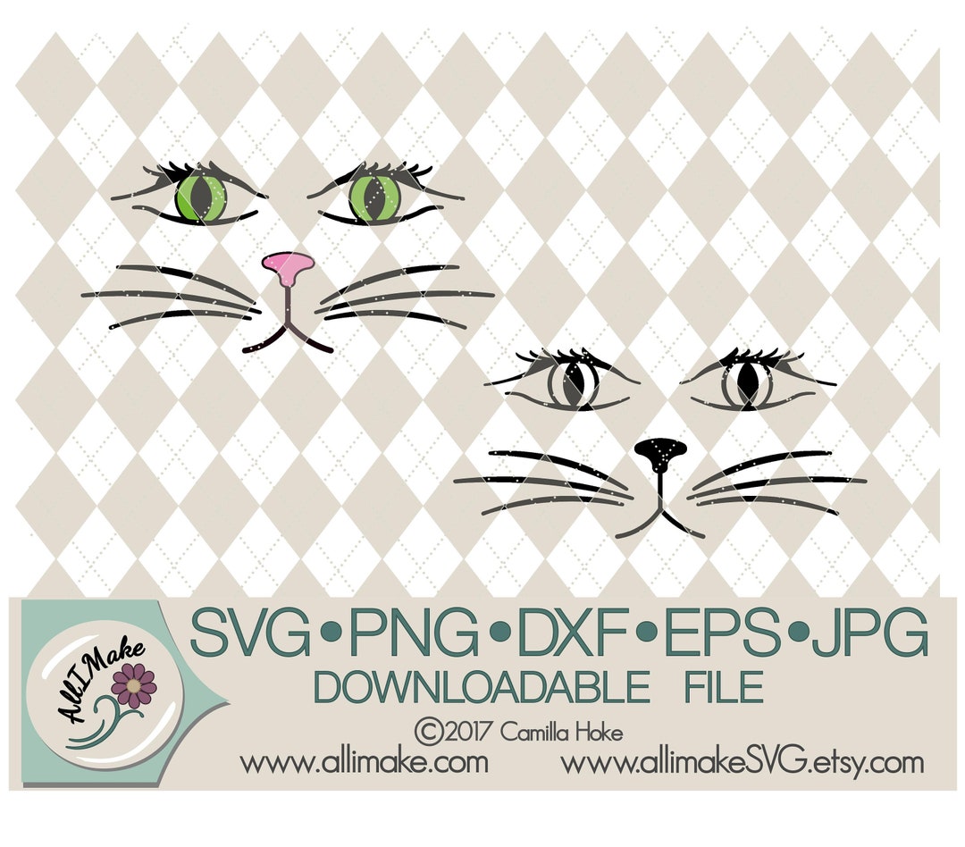 SVG File | Cat Face in Full Color and Single Color Svg, Dxf, Eps, Png ...