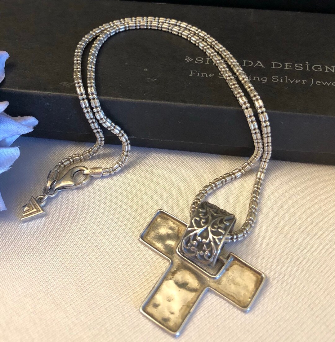 Silpada Sterling Silver Dot Dash Chain & Filigree Cross Pendant N2079 ...