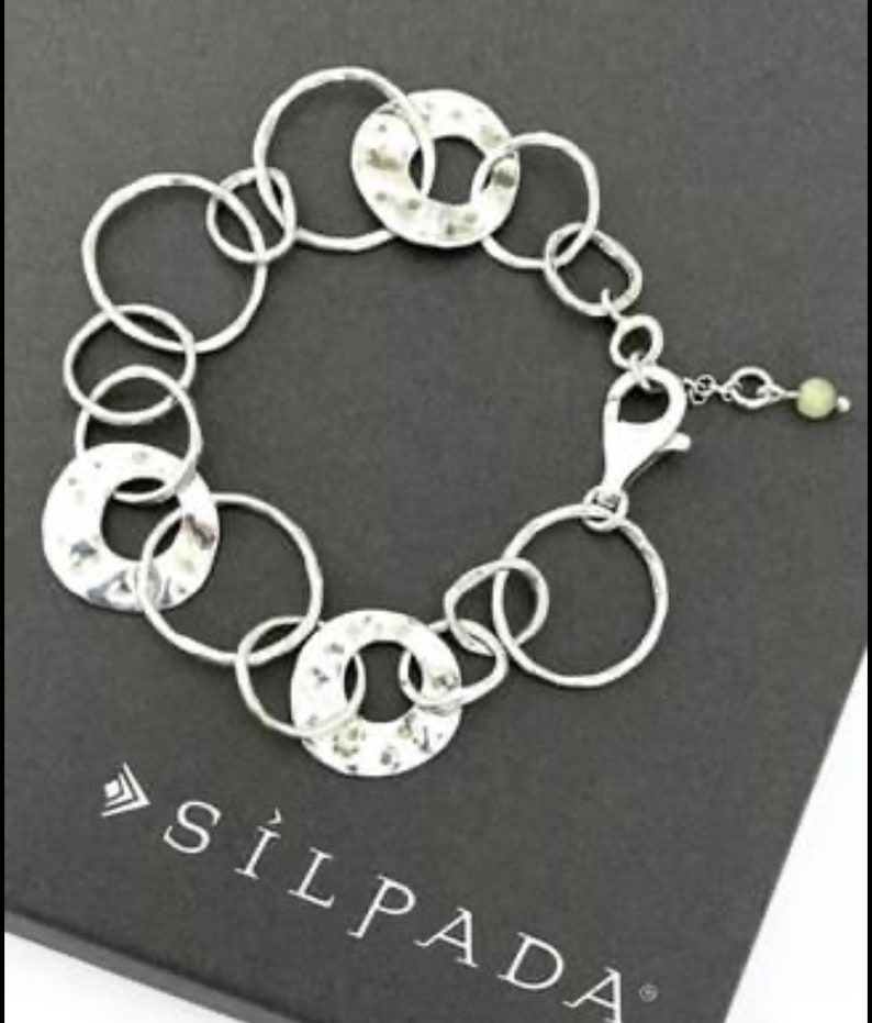 Silpada Sterling Silver ‘paper Chain’ Hammered Circle Link Bracelet ...