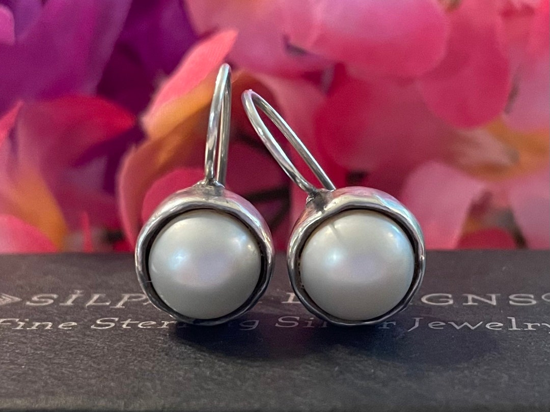 Silpada Pearl margarite Drop Sterling Silver Earrings W1750 - Etsy