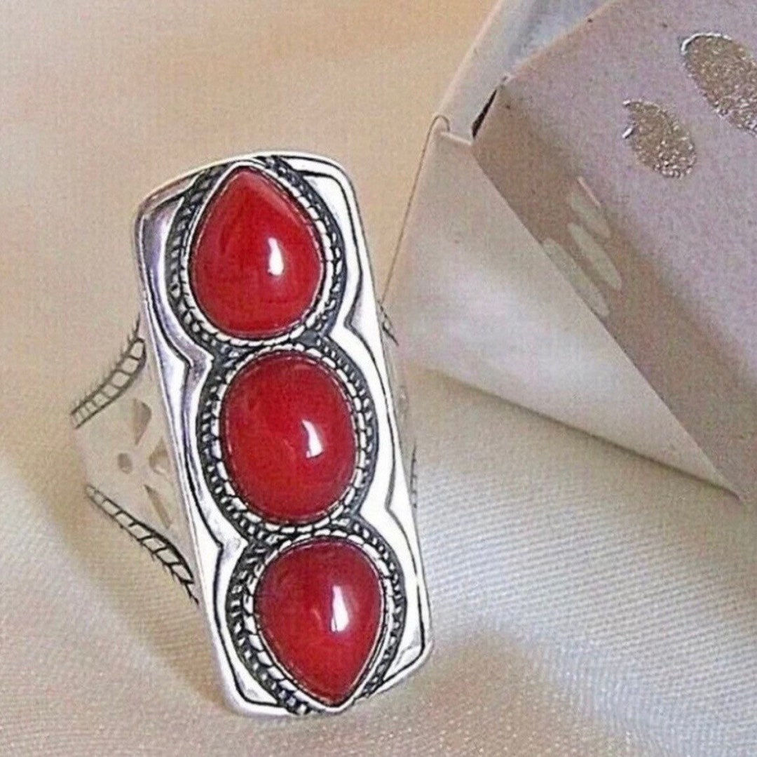 Silpada Sterling Silver Red Coral ‘deep Sea’ Ring R3265 Size 9 1/2 - Etsy