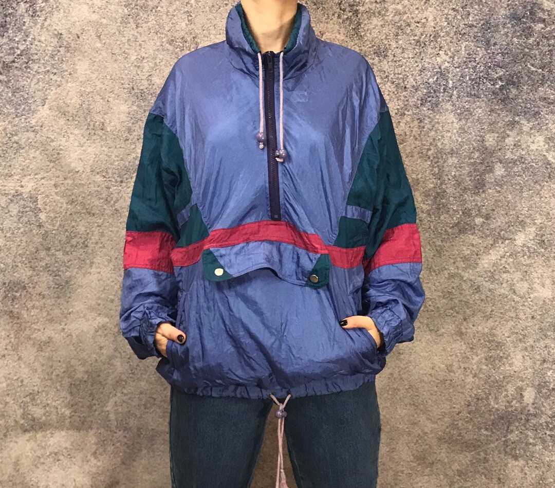 Windbraker Vintage 90's, Color Blocking Multicolor Windbreaker, Hip Hop Hipster Streetwear, Rave ...