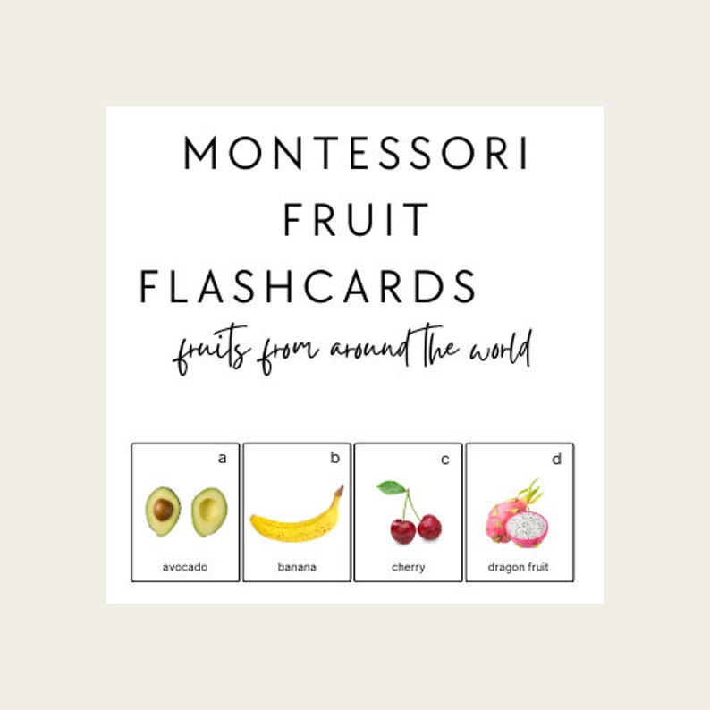 26 Montessori "fruits From Around the World" Flashcards Set, Pre-school ...