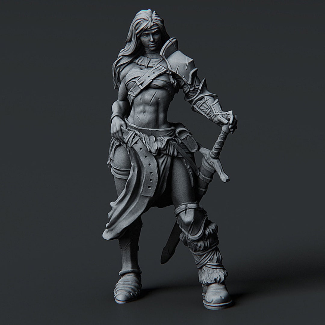 Female Barbarian 3d Printing Stl Files Etsy