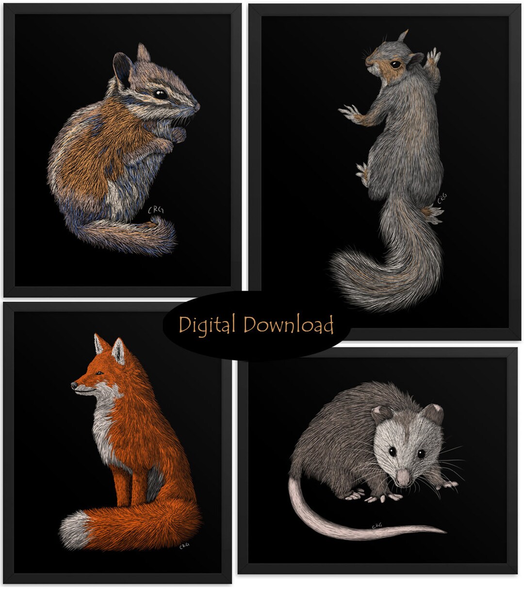 Charming Critters of the Forest Digital Downloadable Wall Art Bundle - Etsy