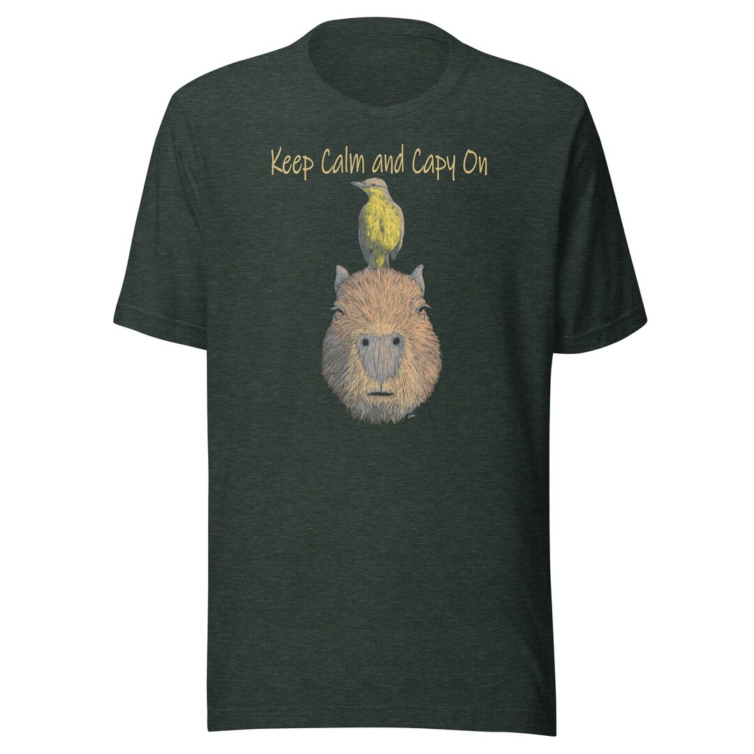 Funny Capybara Shirt / Keep Calm and Capy on / Capybara With Bird ...