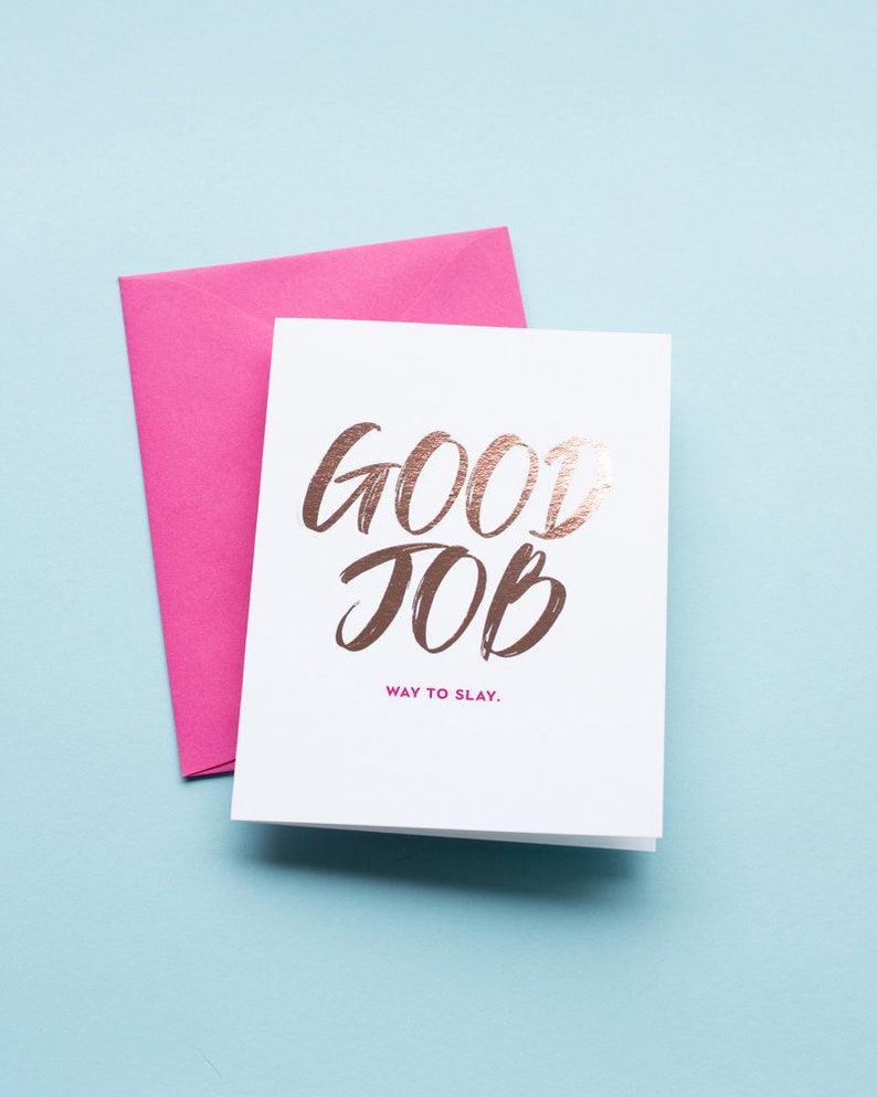 Rose Gold Foil 'good Job' Card: Employee Appreciation - Etsy