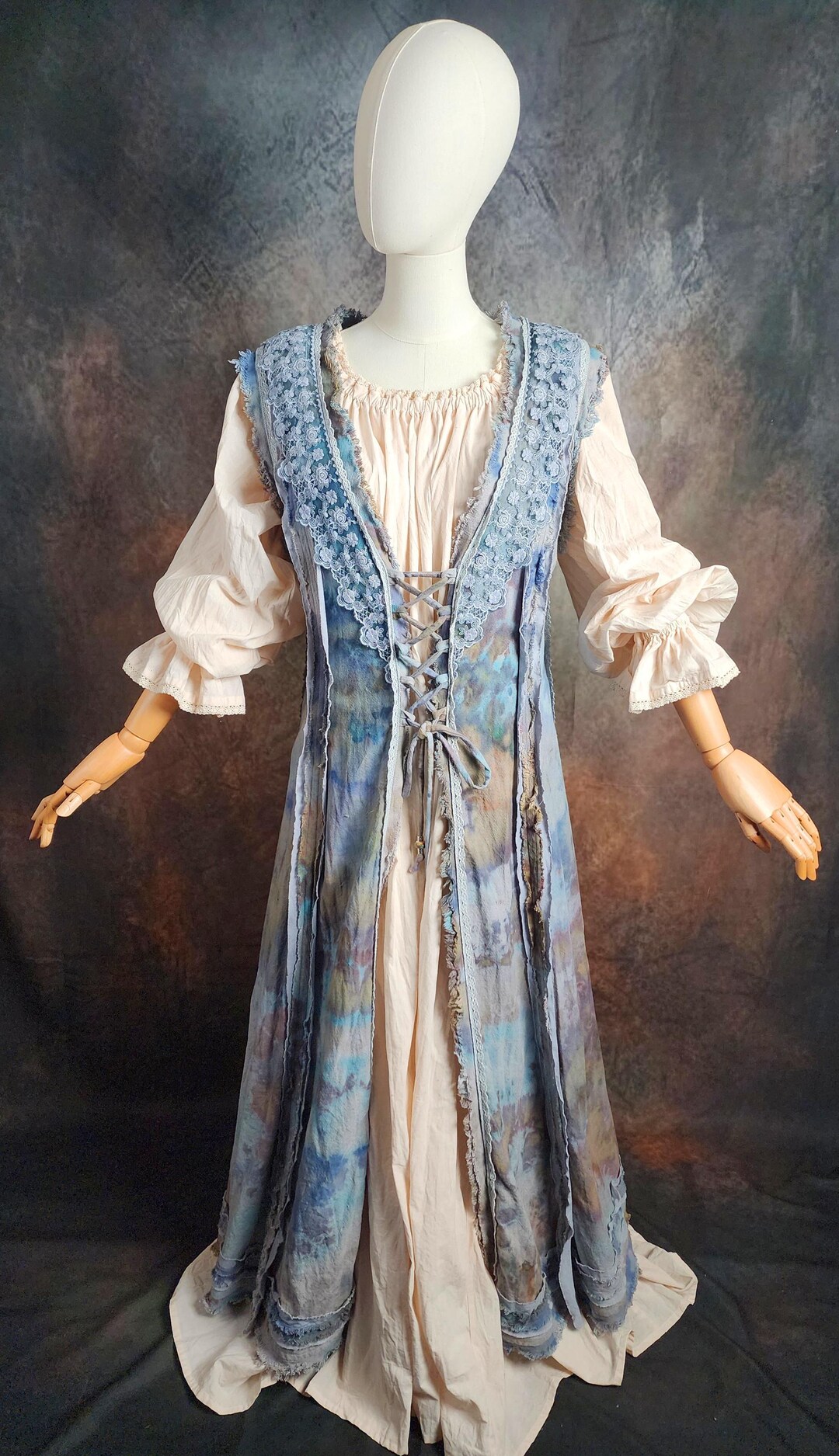 Curvy Wench "lagoon Mistress" Textured Surcoat Boho Vest Ren Faire ...