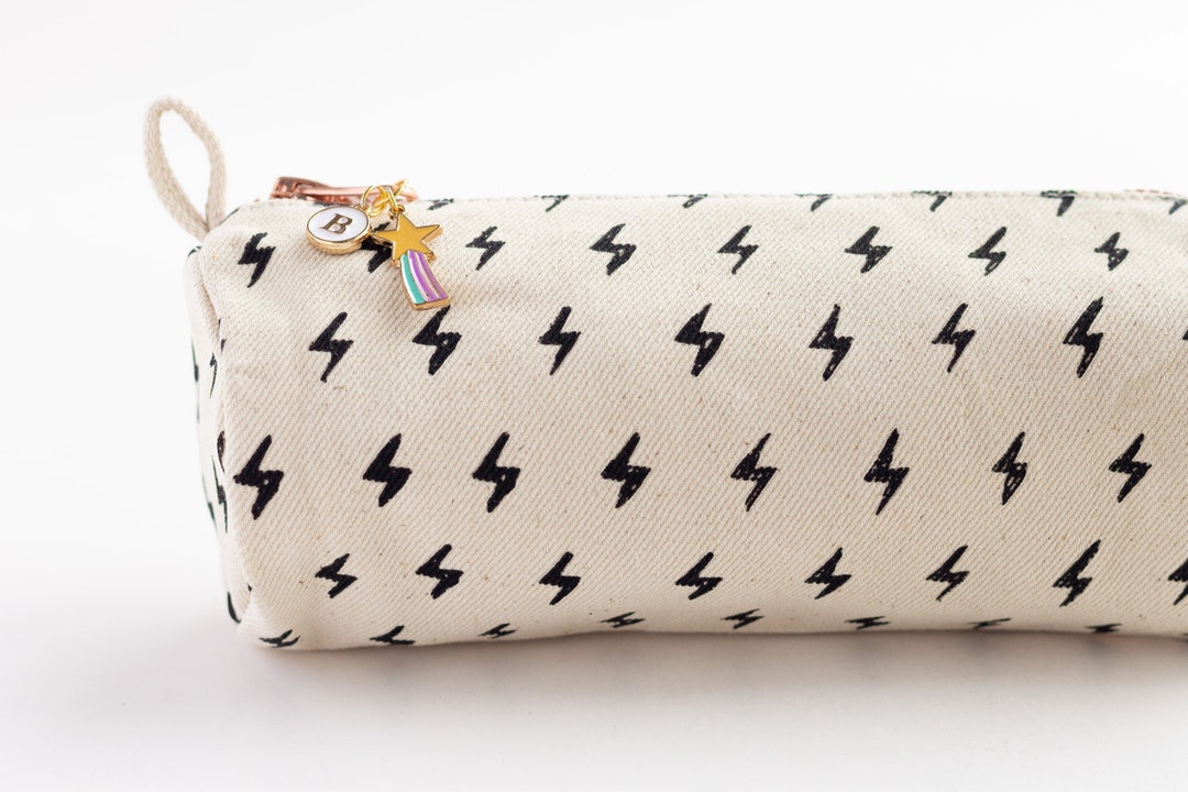 Personalized Pencil Pouch | Cotton Canvas, Lightning Bolt Design - Etsy