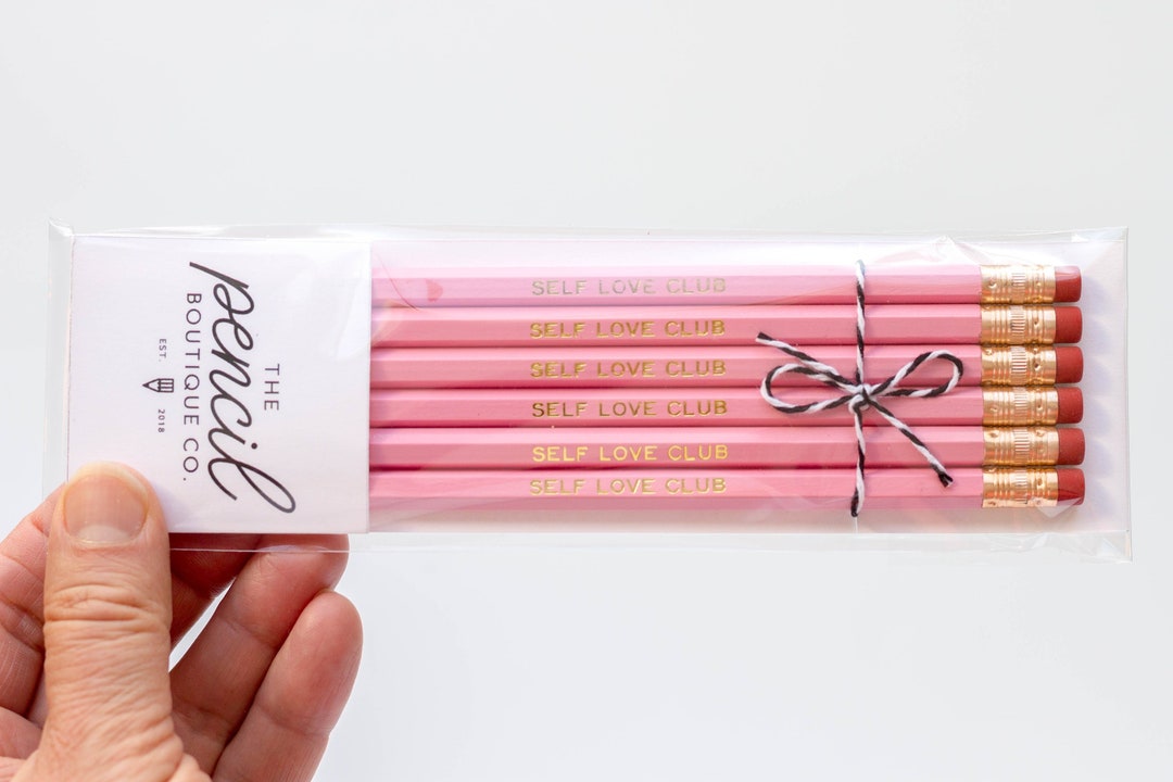 Self Love Club Pencils. Set of 6 Pencils. Encouragement Gift. Self Care ...