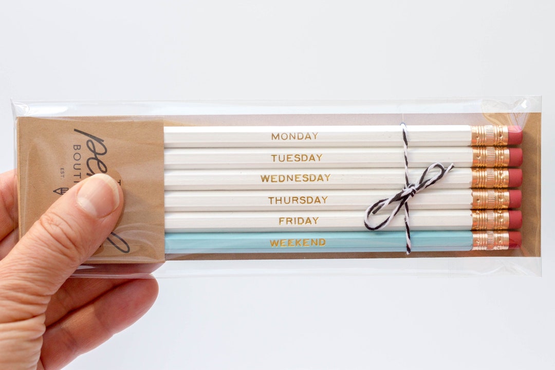 Days of the Week Pencils, Gold Foil Imprint - New Job Gift - Etsy