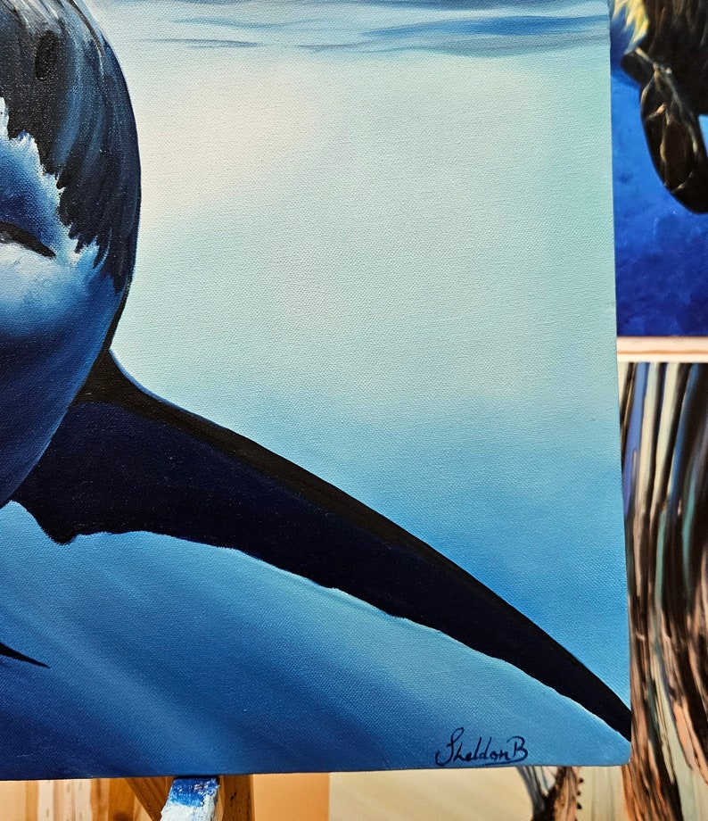 Jaws Unleashed, Shark Painting, White Pointer Shark, Great White Shark - Etsy