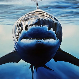 Jaws Unleashed, Shark Painting, White Pointer Shark, Great White Shark ...