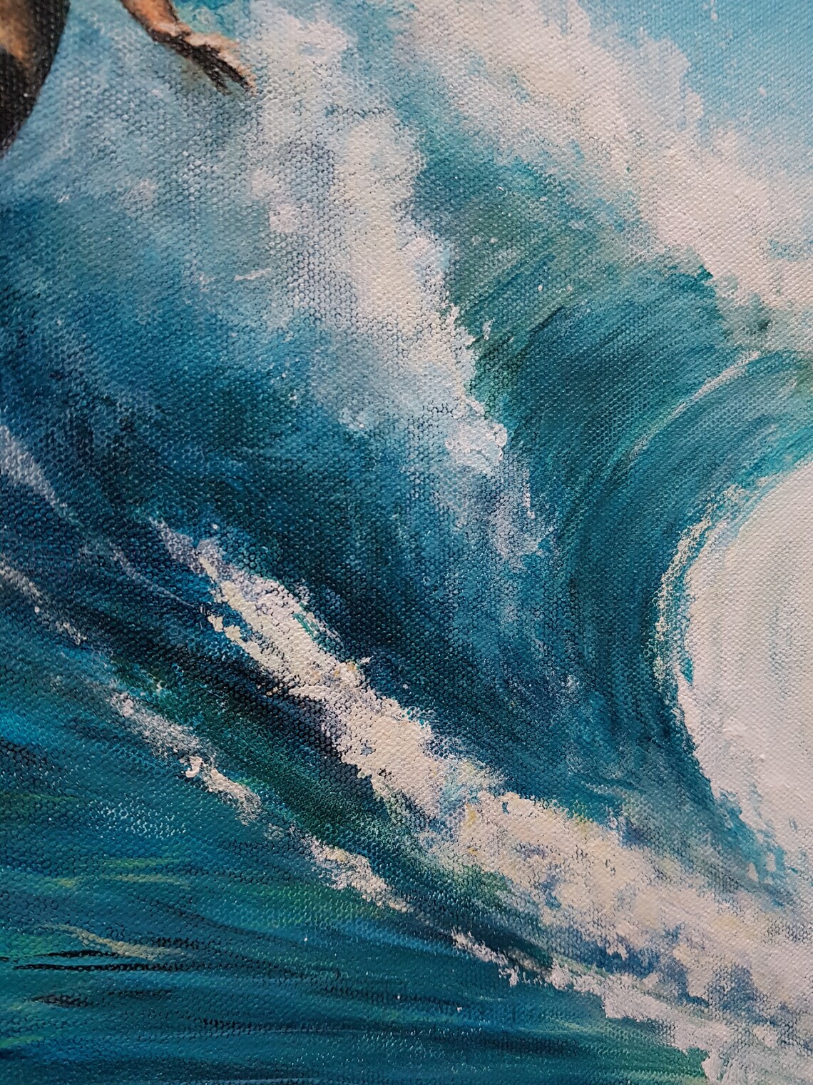 The Surfer 16 X 23 Inches, Handmade Painting, Surf, Beach, Break, Water ...