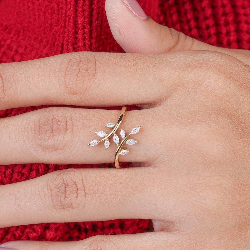 Diamond Leaf Ring - Etsy
