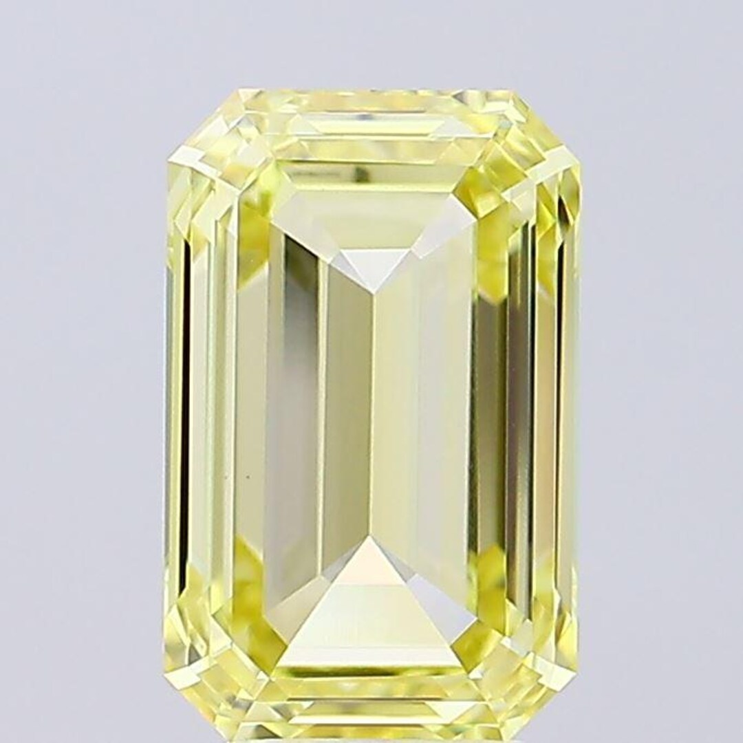5 CT Fancy Yellow Emerald Cut Lab Grown(cvd) Diamond for Engagement ...