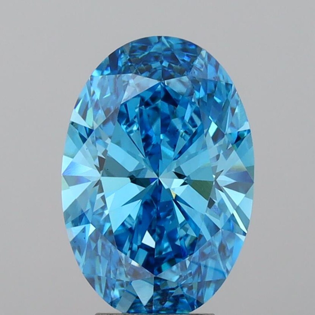 5 CT Vivid Blue Oval Shape CVD Diamond for Engagement Ring | Wedding ...