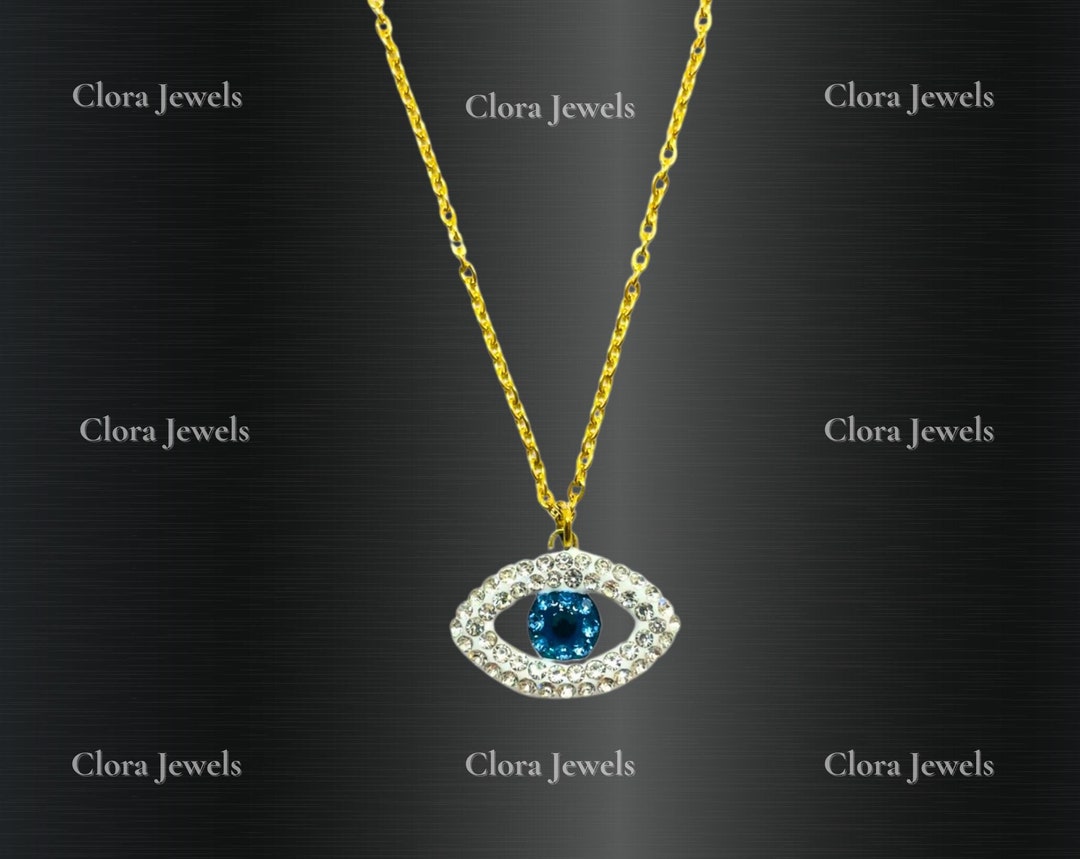 Gold Evil Eye Necklace, Third Eye Choker, Dainty Eye Pendant ...