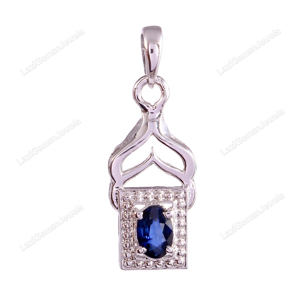 Blue Sapphire Necklace-minimalist Vintage Charm-dainty Yoga Pendant ...