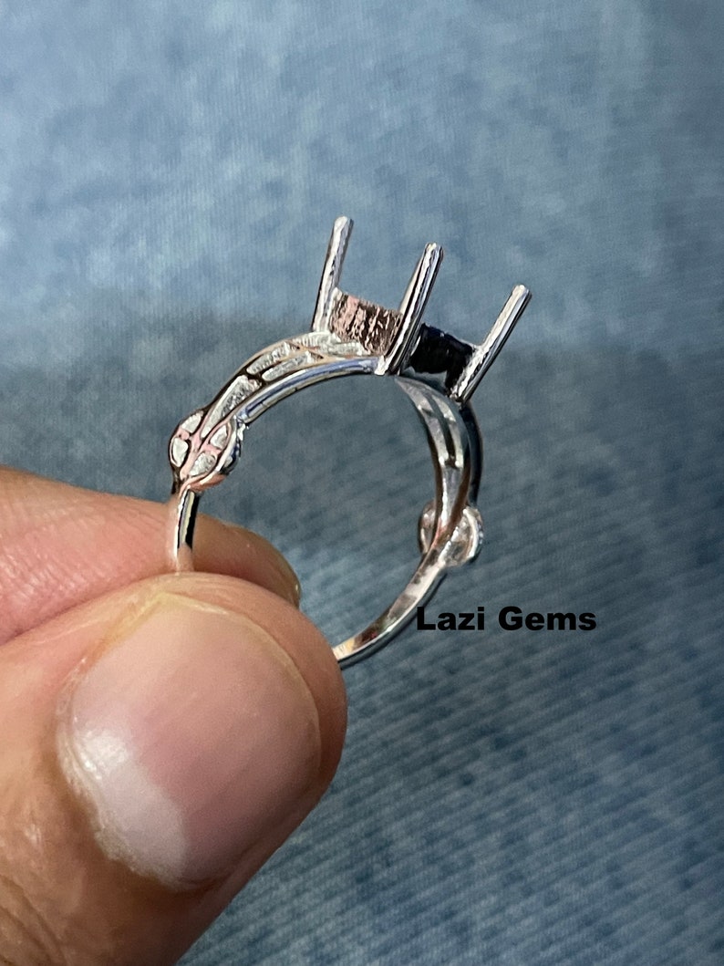 925 Sterling Sliver Rectangle Shape Ring- 7X9 MM Rectangle Semi Mount ...